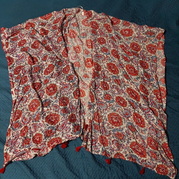 Pinky | Tops | Pinky Red And Blue Paisley Kimonotop | Poshmark